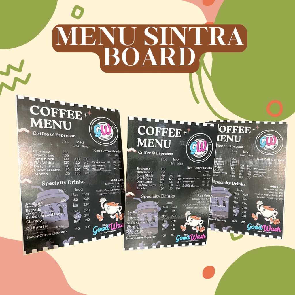 MENU ON SINTRA BOARD (A4/A3 SIZE) with Freebies | Shopee Philippines
