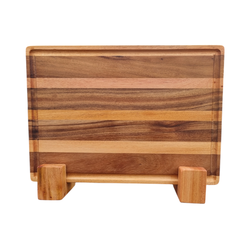 Butcher Block (Edge Grain) with Stand Acacia + Genuine Mahogany Wood 1. ...