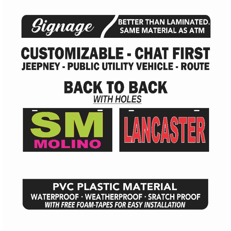 SIGNAGE - JEEPNEY - PUBLIC UTILITY VEHICLE SIGNAGE - PVC PLASTIC ...