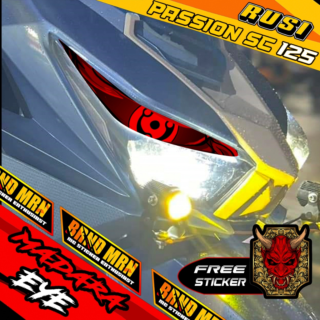 RUSI PASSION SC 125 CARB SHARINGAN EYE DECAL STICKER TINT PROTECTOR ...