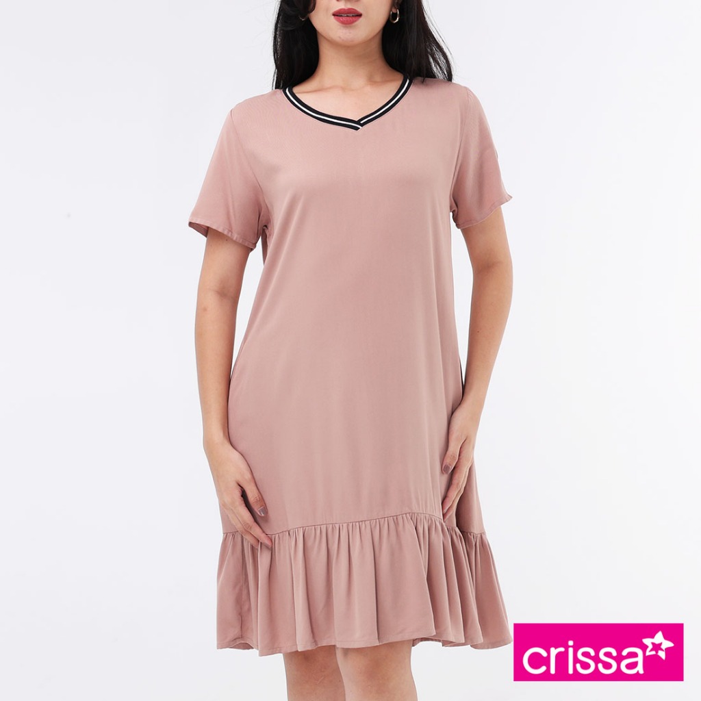 Crissa Single Twill Woven Short Sleeves Dress CSDT25-0027 | Shopee ...