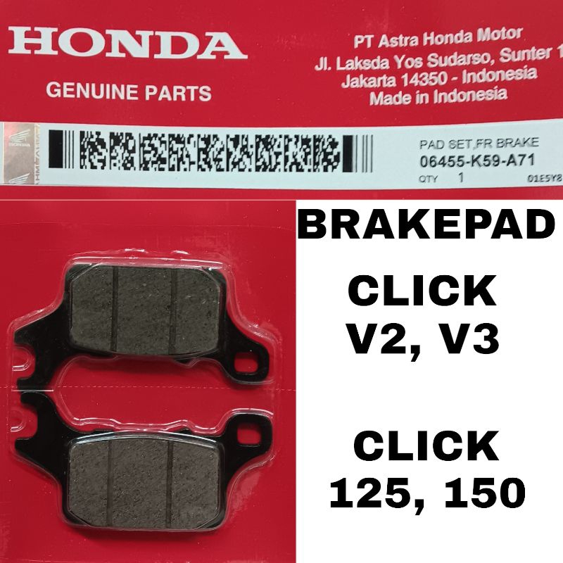 Honda Click V1,V2,V3 Brake Pad kit Pair Genuine Parts | Shopee Philippines