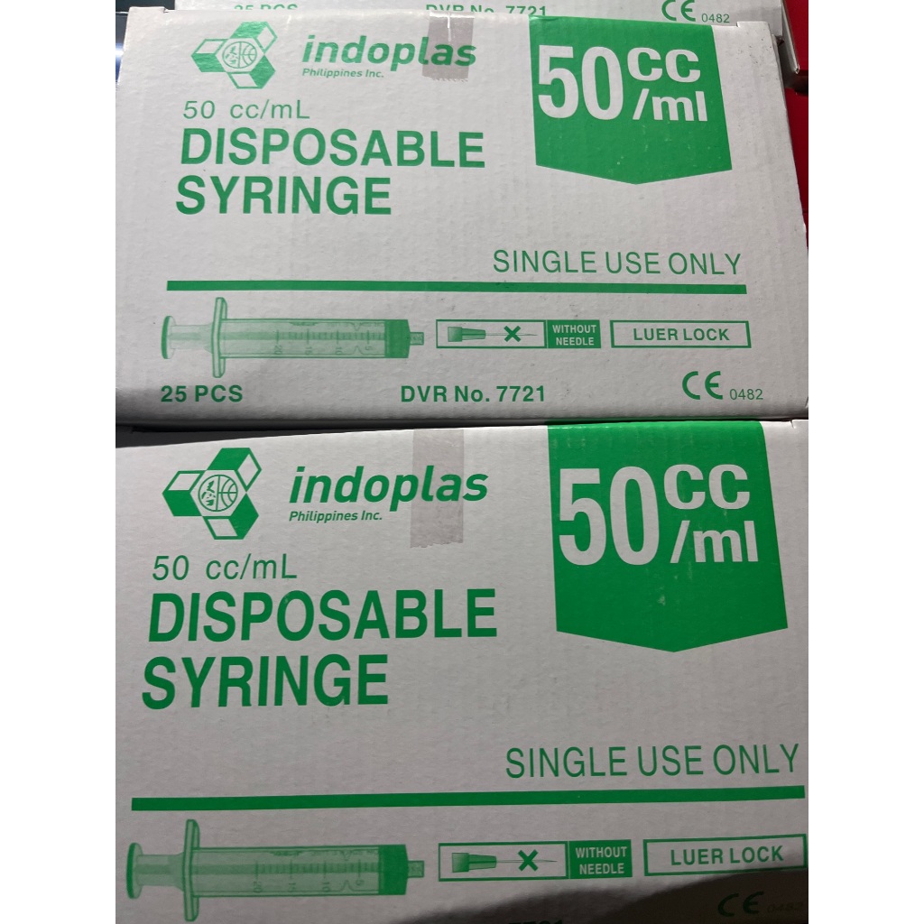 DISPOSABLE SYRINGE - INDOPLAS - 50 CC (1 BOX) | Shopee Philippines