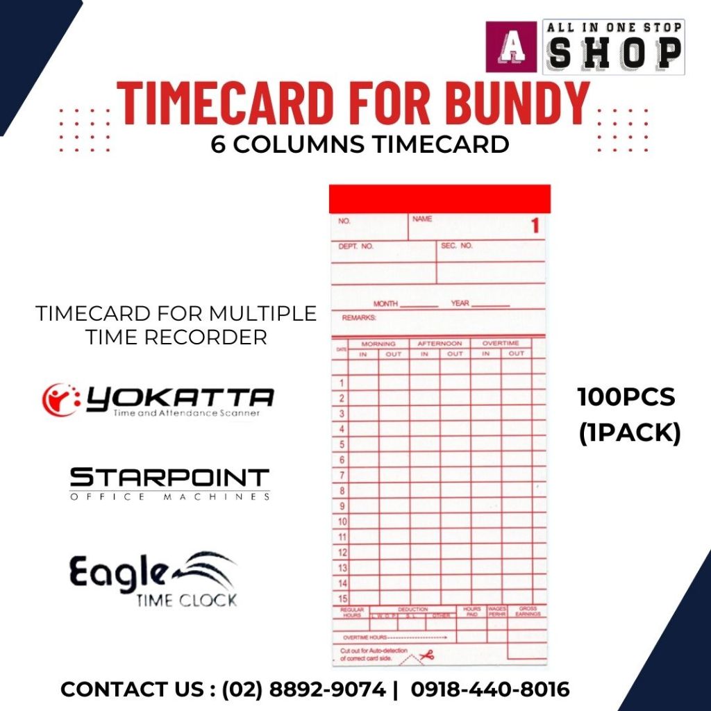 100pcs C9000 Time Cards, Monthly 2-sided for Employee Attendance Time ...