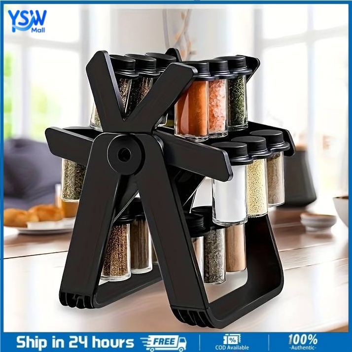 Rotating Ferris wheel glass spice rack set spice bottle spice jar spice ...
