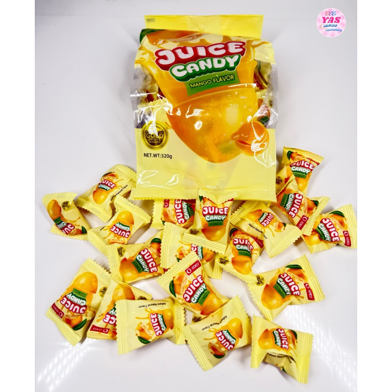 320g (aprox 40pcs) JUICE CANDY MANGO FLAVOR/loot bag fillers / paninda ...