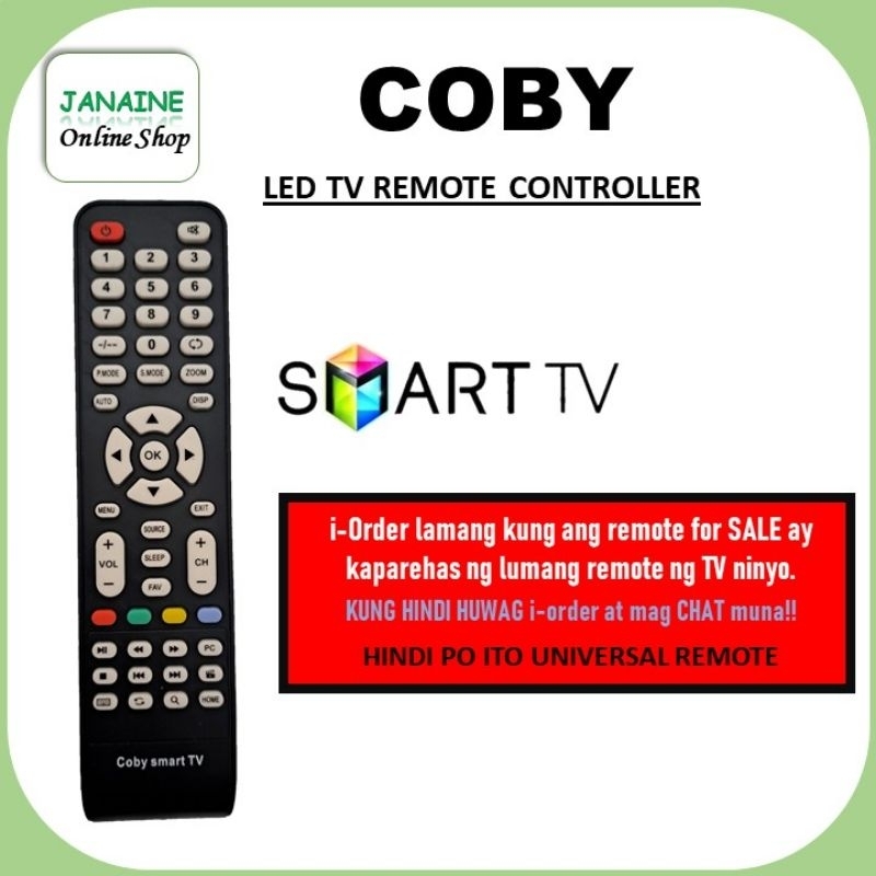 COBY SMART LED TV REMOTE CONTROLLER | Shopee Philippines