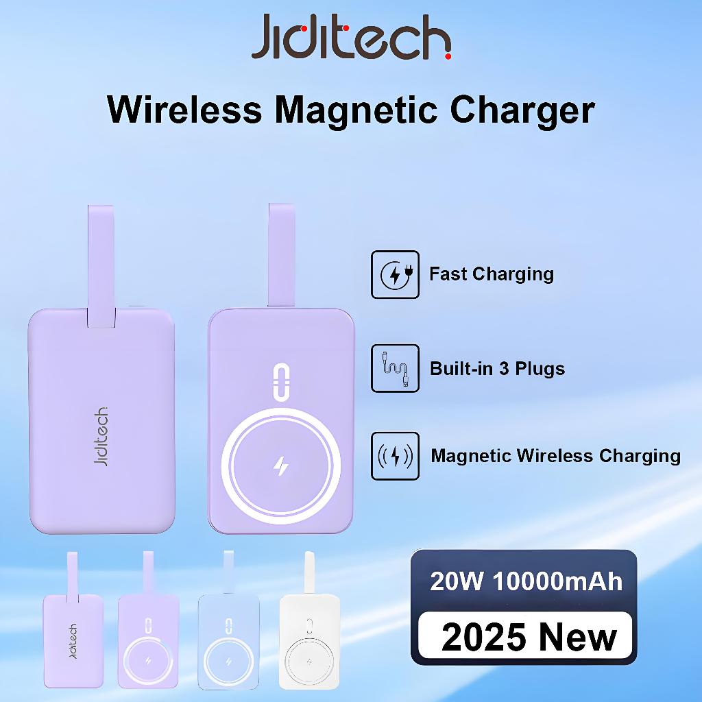 Jiditech Power Bank 10000mAh 20W Mini Magnetic Power Bank Wireless Fast ...