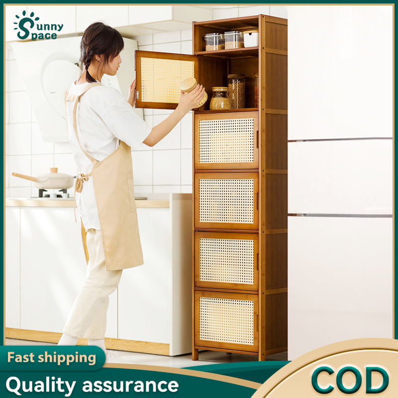 Bamboo Locker Bookcase Rattan Shoe Rack 2/3/4/5/6 Layers Storage Rack ...