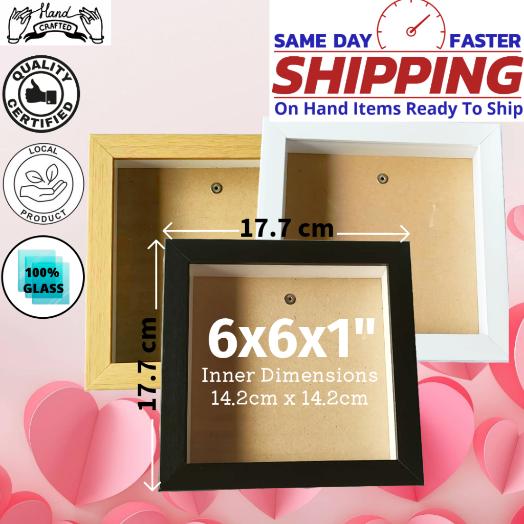 6x6x1 inch 100% Glass (Not Acetate Plastic) Shadow Box Frames Valentine ...