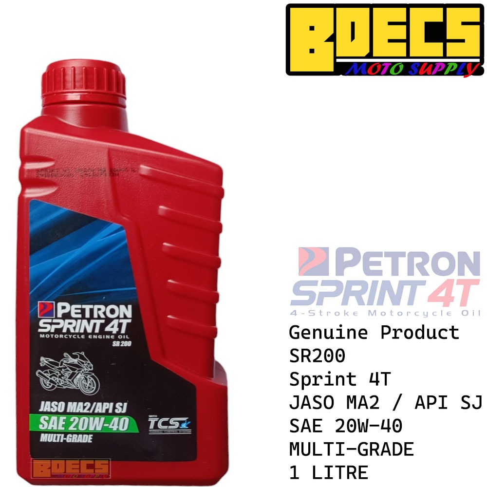 Petron Genuine Engine Oil Sprint 4T SR200 SAE 20w-40 MULTI-GRADE 1L I ...
