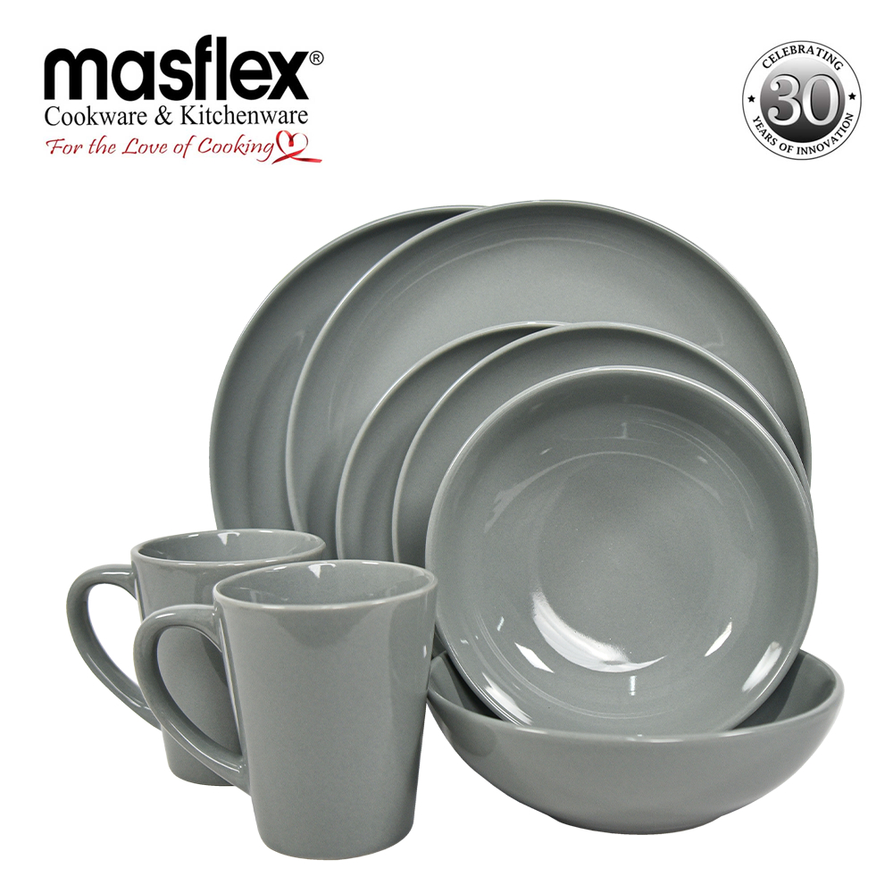 MASFLEX 8 PIECE GRAY STONEWARE DINNER SET | Shopee Philippines