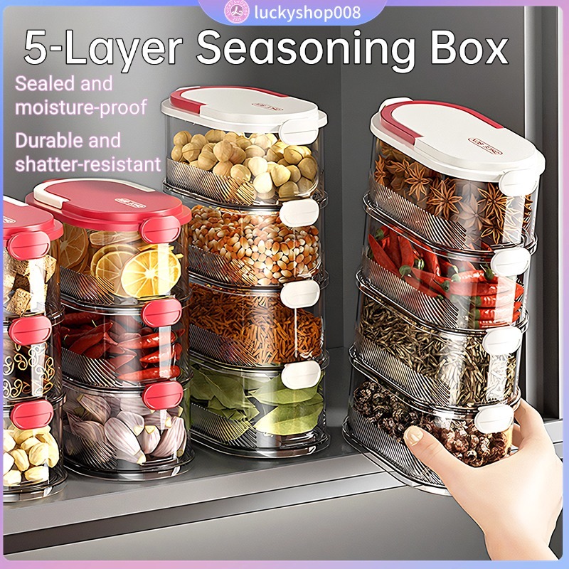5-Layer Seasoning Box Storage Box Seasoning Kitchen Multi-layer ...