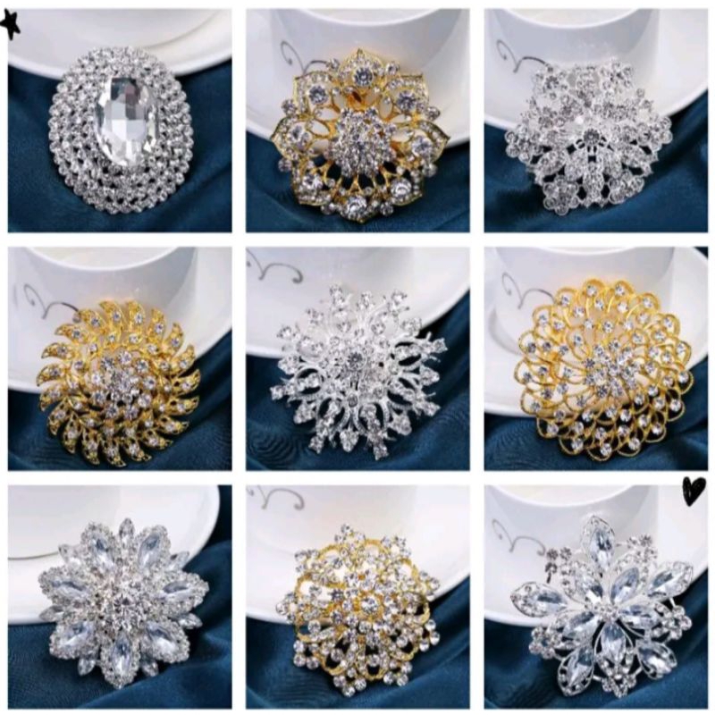 1pc Gown Brooch Wedding Dress Pin Elegant Big Crystal Rhinestone ...