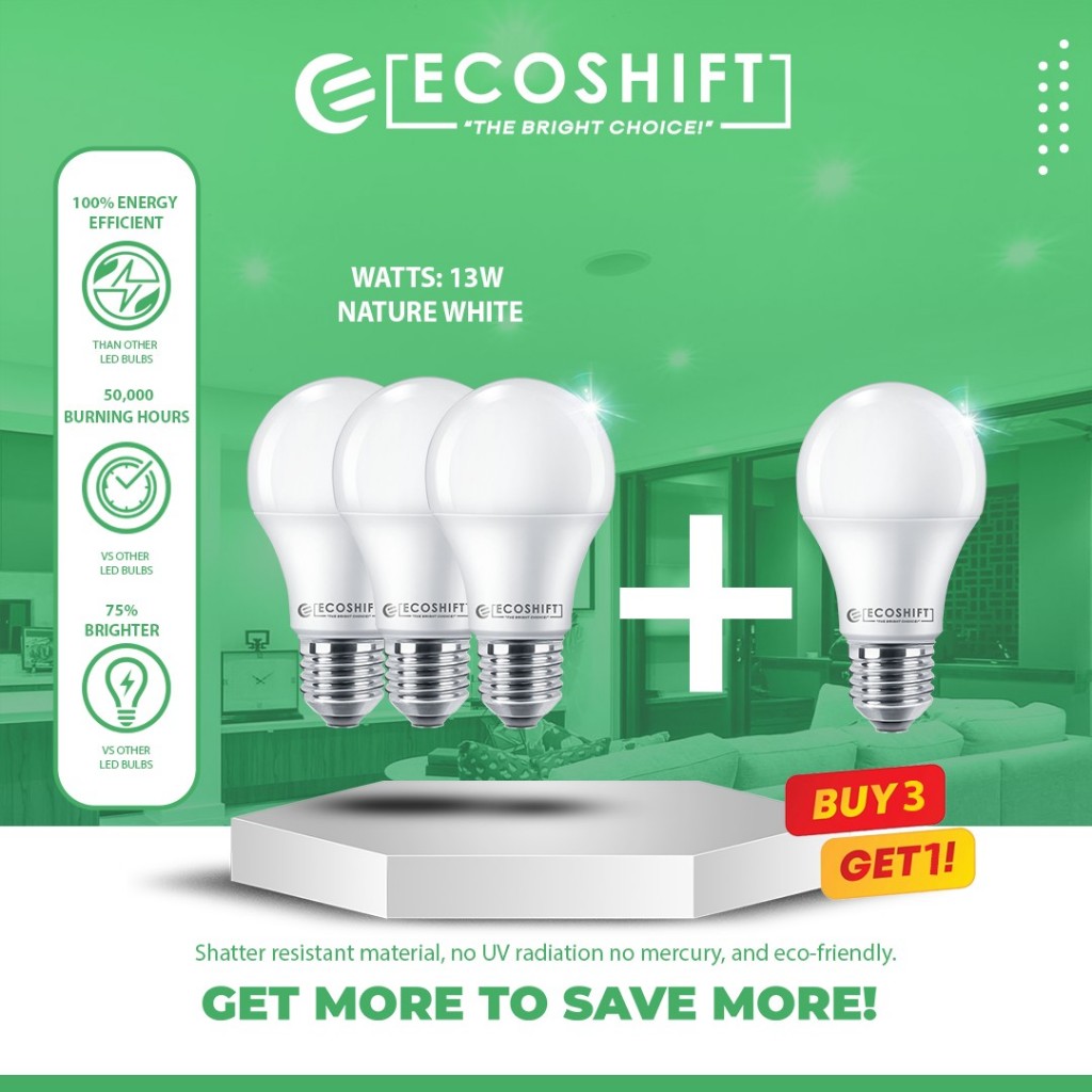 ECOSHIFT LED Bulb: 13 Watts E27 Holder Value Pack Buy 3 Get 1 Free Bulb ...