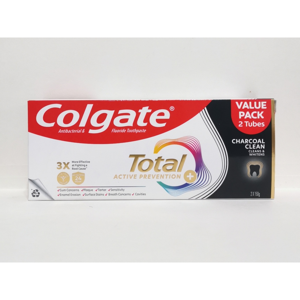 Colgate Total Active Prevention Charcoal Clean Toothpaste 2 x 150g ...