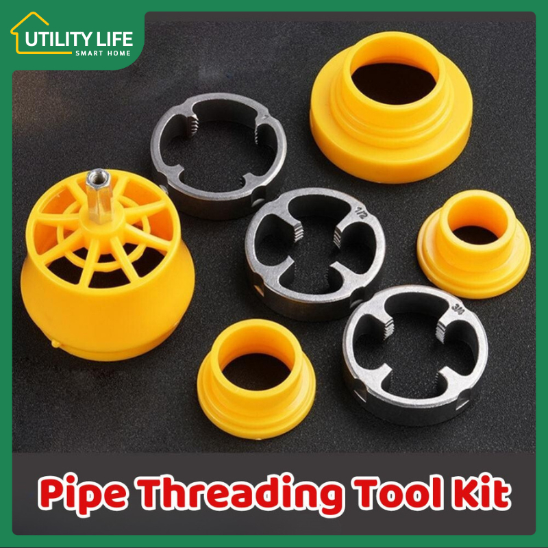 New PVC Pipe Threader Kit with 1/2In 3/4 In 1 Inch Dies Pipe Threader ...