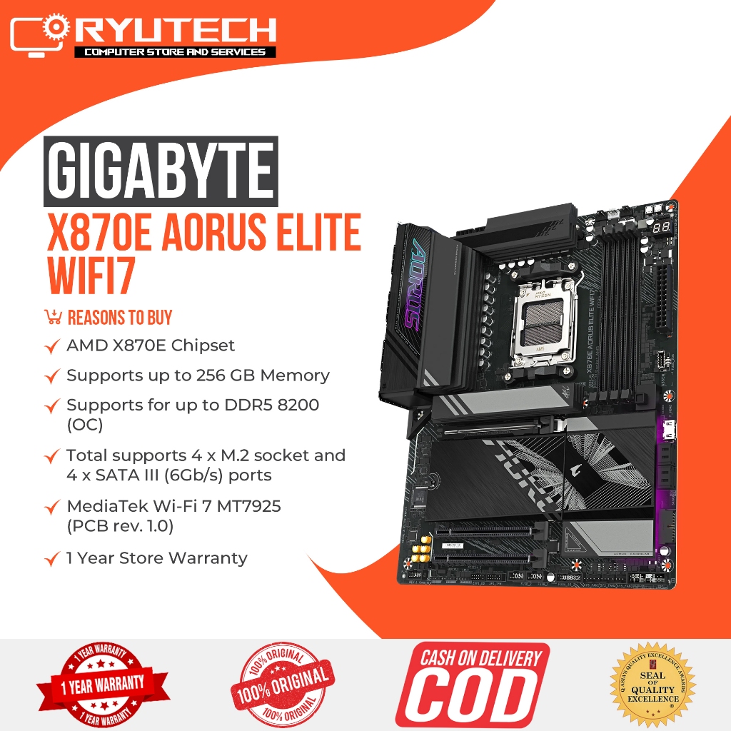 GIGABYTE X870E AORUS ELITE WIFI7 - AMD X870E Chipset, Supports up to ...