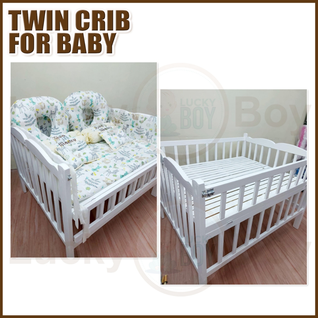 Heavy Duty Twin Wooden Crib for Baby | Shopee Philippines