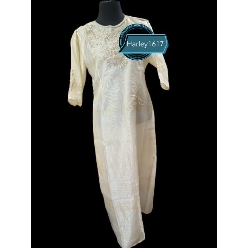 LONG GOWN PINYA ORGANZA EMBROID | Shopee Philippines