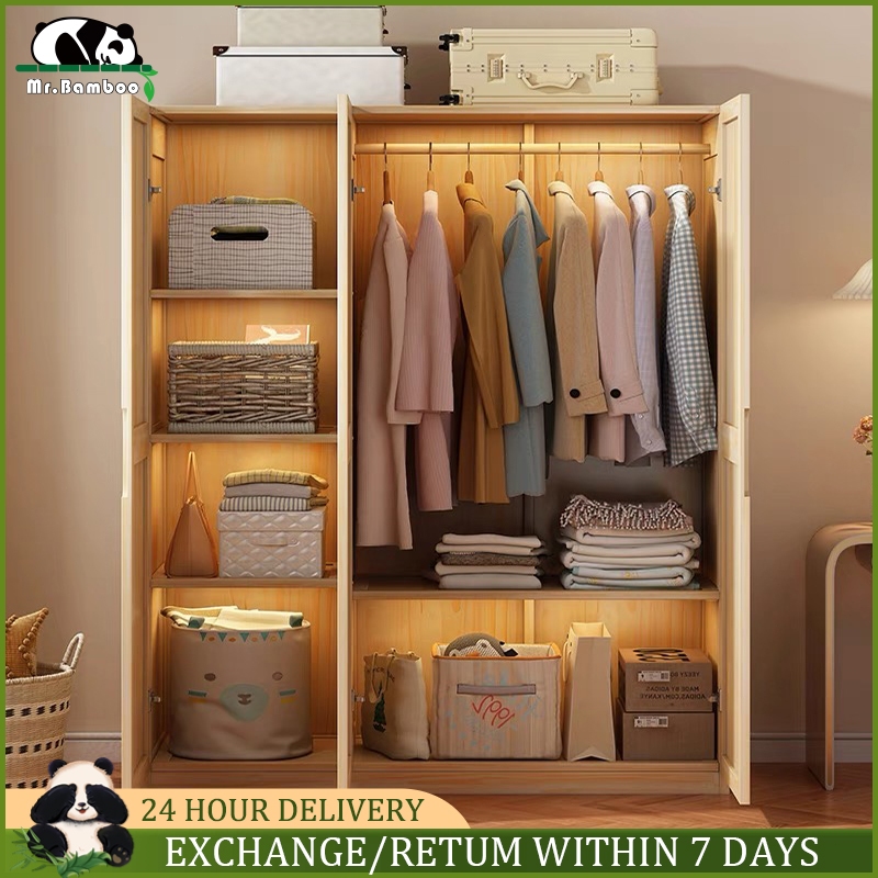 Mr.Bamboo Wardrobe Cabinet Wooden Clothes Cabinet Wardrobe Organizer ...