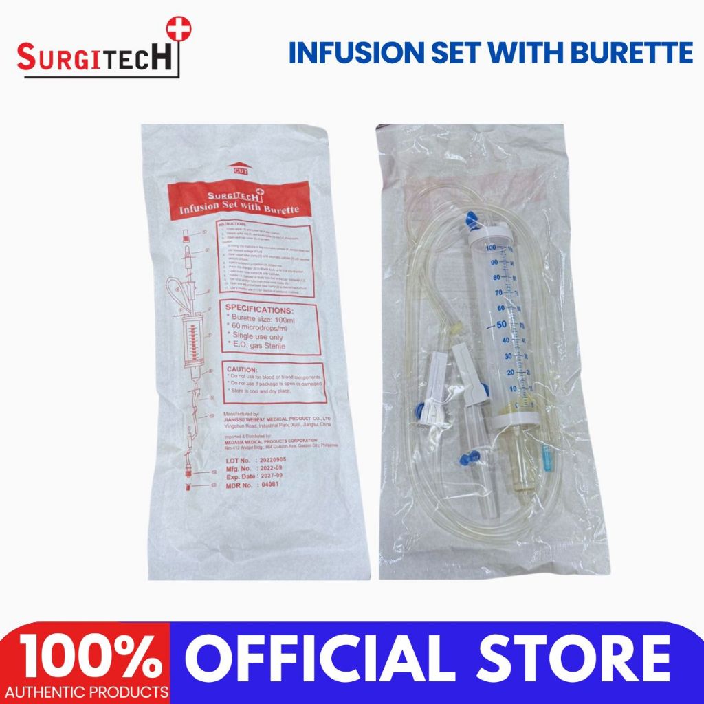 Surgitech Infusion Set with Burette 100ml, 120ml, 150ml | Shopee Philippines