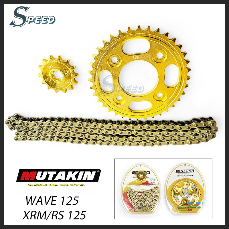 MUTAKIN Chain Sprocket Set WAVE 110 /XRM 125 /WAVE 125/WAVE 100/RS 125 ...
