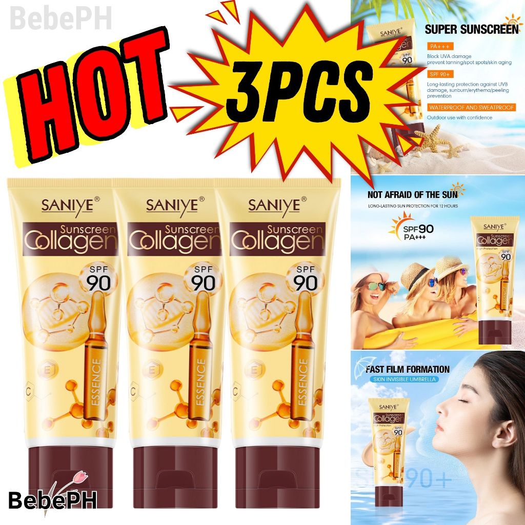 BEBE.PH SANIYE Collagen Sunscreen SPF90 Whitening Sun Protection Face Sunblock Matte Foundation ...