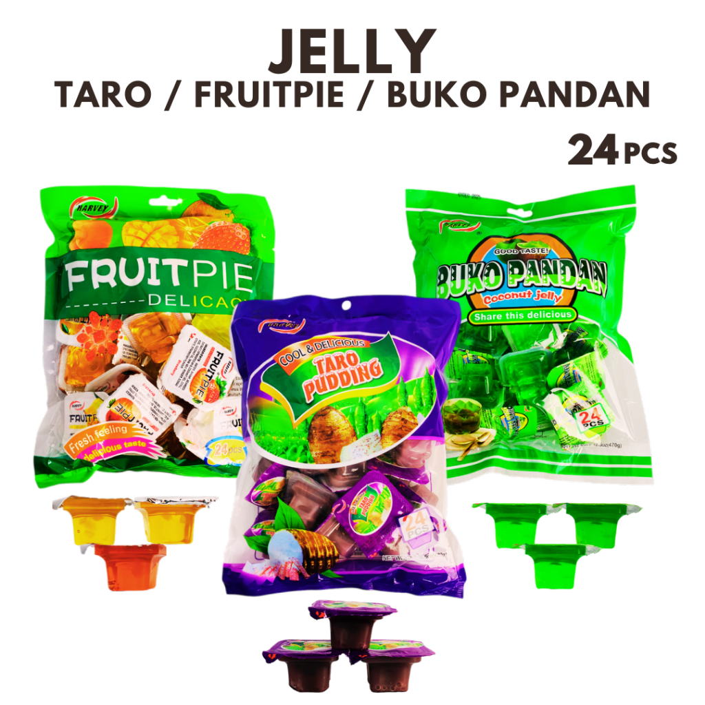 24 Pieces Jelly Fruitpie / Buko Pandan Taro Pudding Jelly Flavorfull ...
