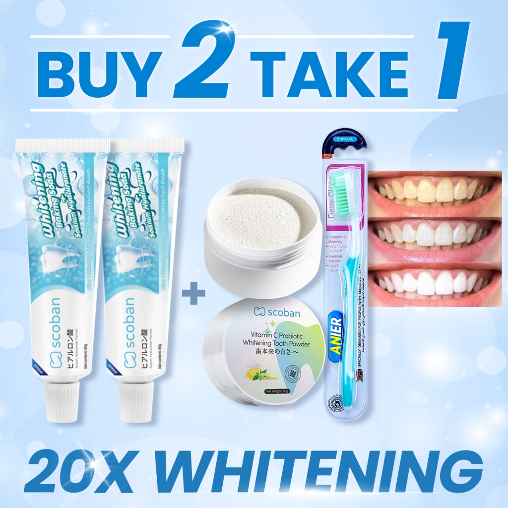 Scoban 80g Whitening Teeth Toothpaste VitaminC Hyaluronic Acid Dual ...
