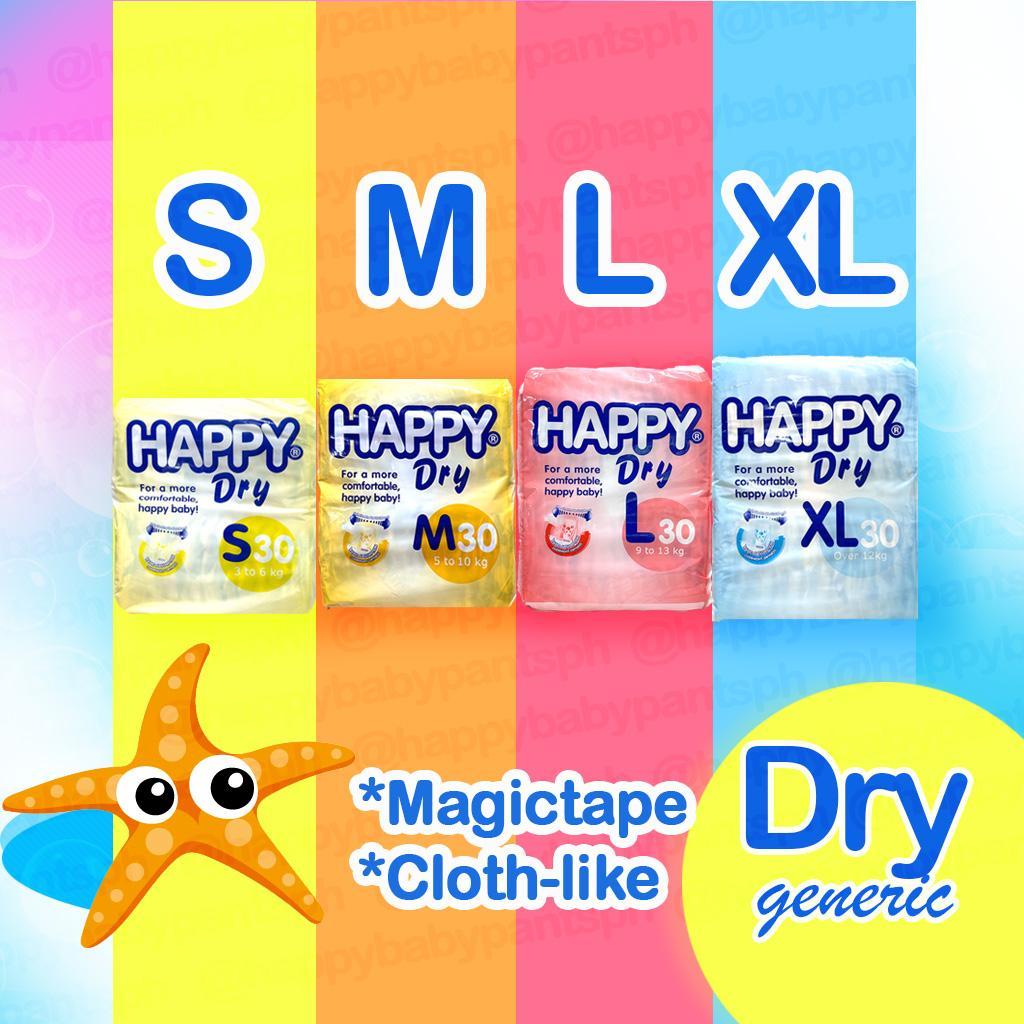 Happy Dry Generic Baby Diapers 30s - Magic Tape & Cloth-like (FREE ...