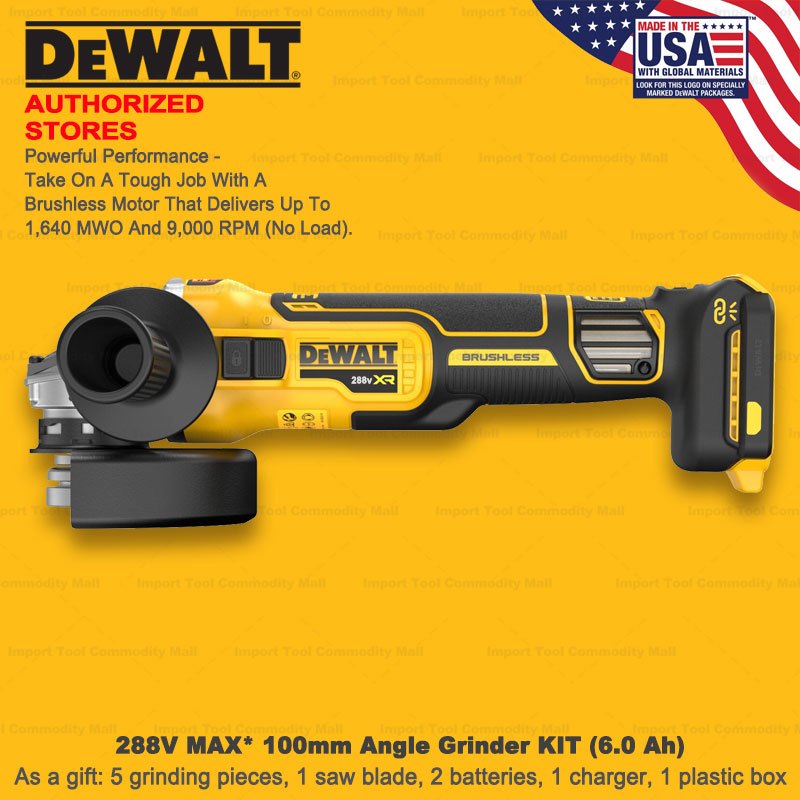 288V brushless cordless angle grinder maximum* 100mm speed sliding ...