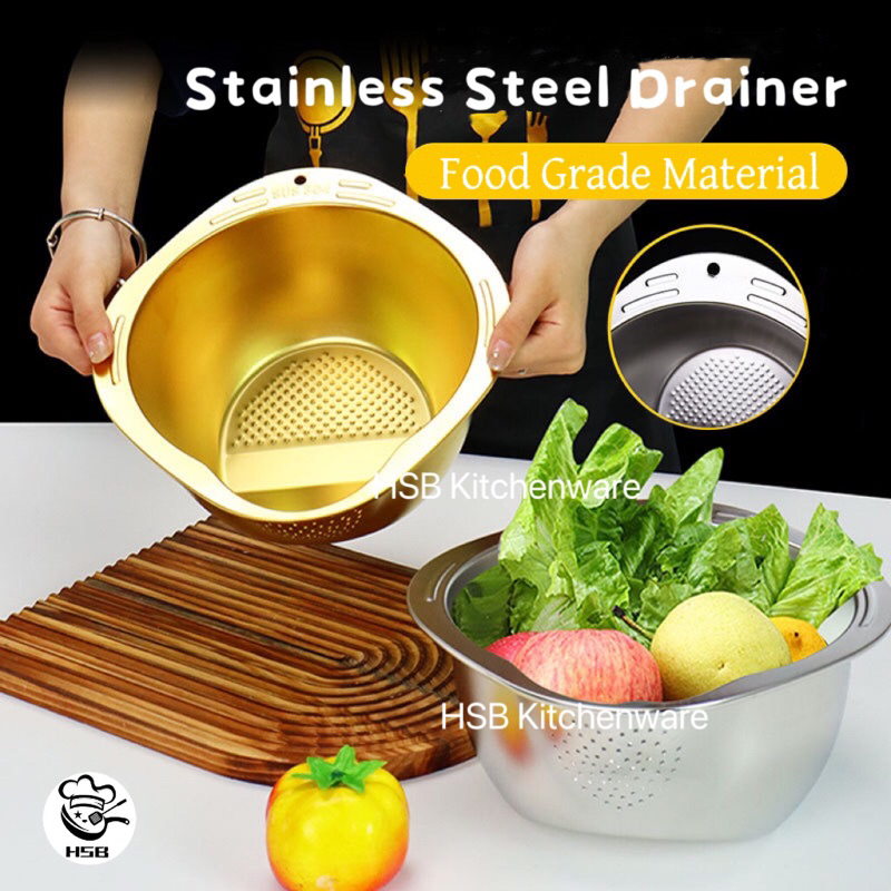 Rice Strainer Stainless Steel Drainer Fruits Vegetable Strainer Sink ...