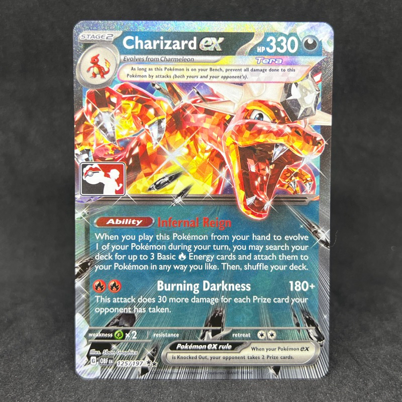 Pokemon TCG Charizard ex 125/197 Stamped Double Rare 2024 Play Prize ...