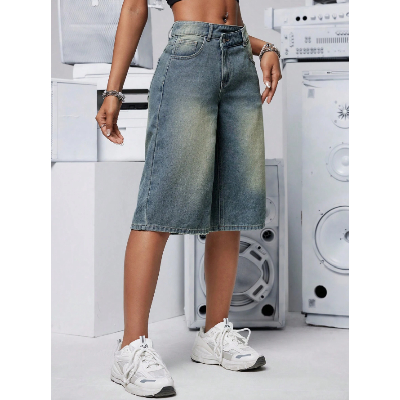 denim short high waist jorts for women casual plain design | Shopee ...