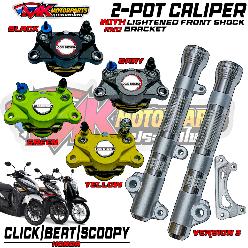 CLICK V3 LIGHTEN FRONT SHOCK WITH 2POT BRAKE CALIPER & BRACKET GOOD FOR ...