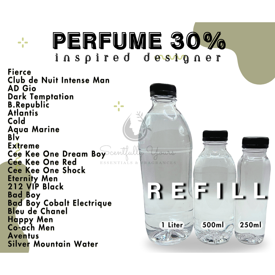 Inspired Perfume Refill 30% Men (A-C) - 250ml, 500ml & 1 Liter | Shopee ...