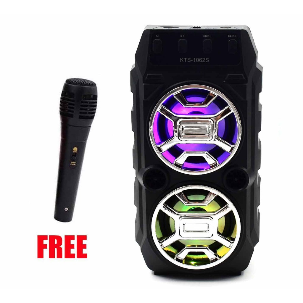 KTS-1062 Dual Stereo Portable Karaoke Bluetooth Speaker with Wireless Microphone - FREE ...