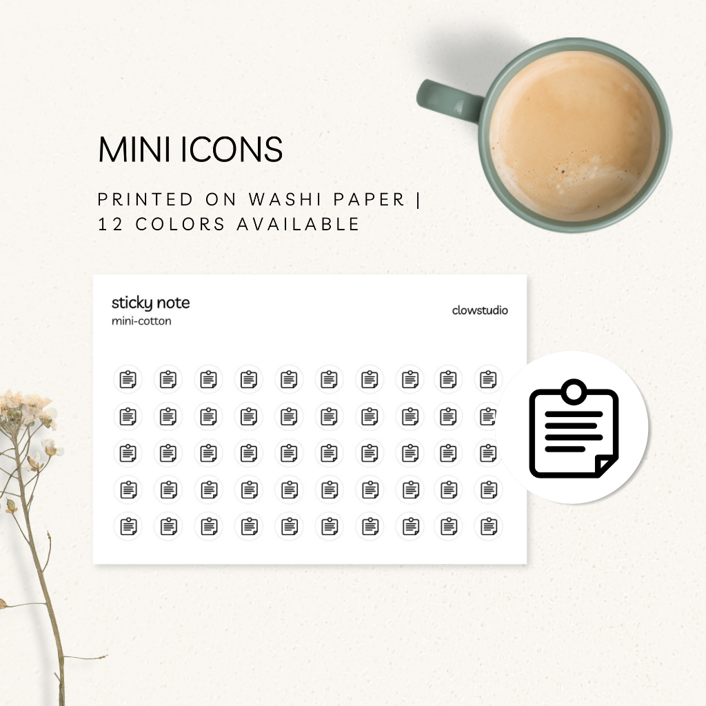 STICKY NOTES - Mini Icon Sticker, Micro Planner Stickers, Minimal ...