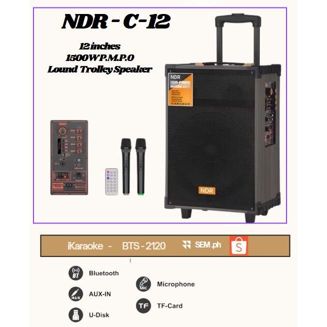Trolley RGB Stereo System Dual Microphone Remote Control Party Computer ...