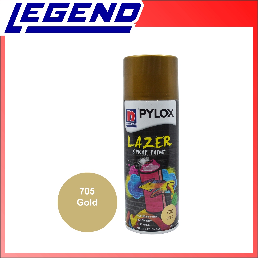 Nippon Pylox Lazer Spray Paint Gold 400c.c (705) | Shopee Philippines