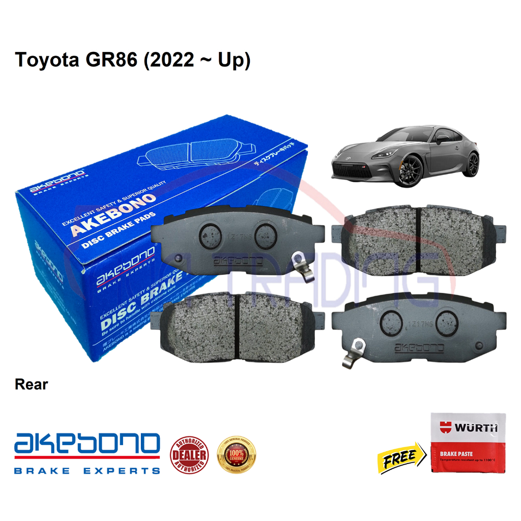 Genuine Akebono Rear Brake Pads for Toyota GR86 (2022 - Up) with WURTH ...
