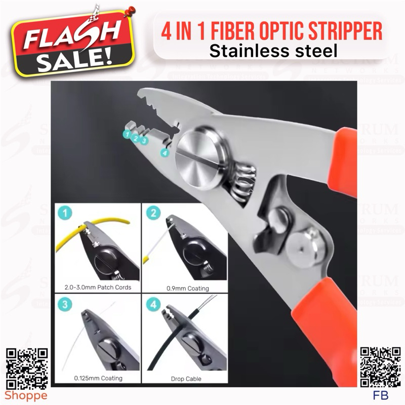 CFS-4 STAINLESS STEEL 4-IN-1 OPTICAL FIBER STRIPPER TOOL FTTH DROP ...