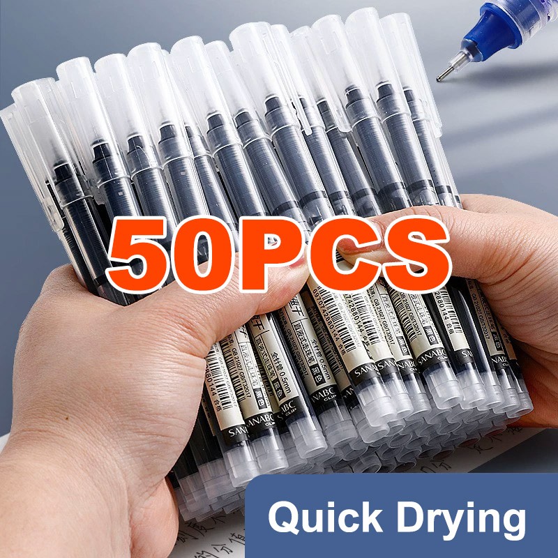 50/20Pcs Straight Liquid Rollerball 0.5mm Gel Pens - Quick-Drying ...