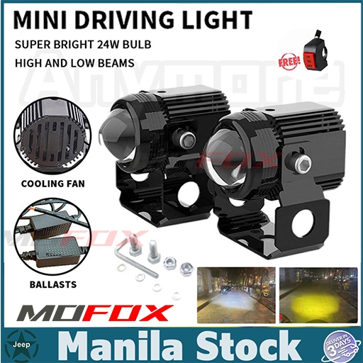 MOFOX 1Pair V2 Laser Gun Motorcycle Mini Driving Light Dual Color ...