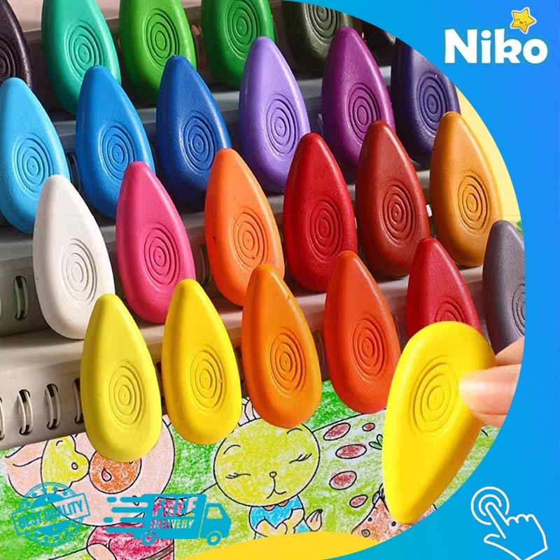 NIKO 12/24/36 Colors Drop Crayons Coloring Set Safe Non-Toxic Washable ...