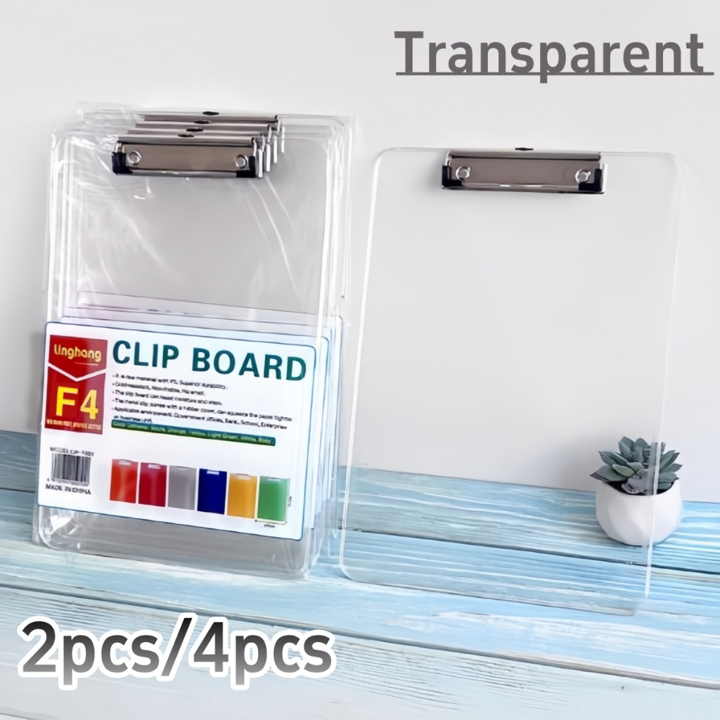 2Pcs/4Pcs Transparent Clipboard Long Size Colorful Clear File Folder ...