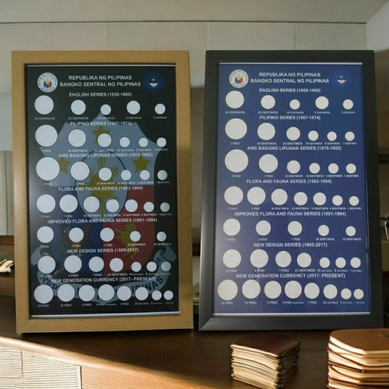 PHILIPPINE OLD COINAGE 7 SERIES COIN GLASS FRAME DISPLAY WALL DECOR ...