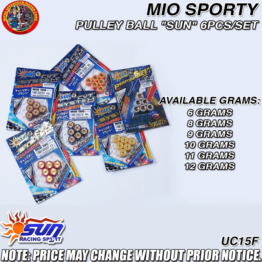 MIO SPORTY PULLEY BALL "SUN" 6PCS/SET (UC15F) | Shopee Philippines