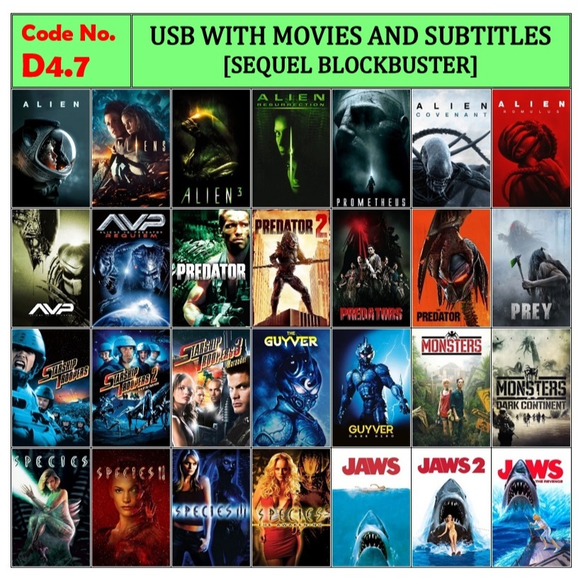 Flash Drive With Sequel Blockbuster Movies Subtitle Included Code No. D4.7 | Shopee Philippines